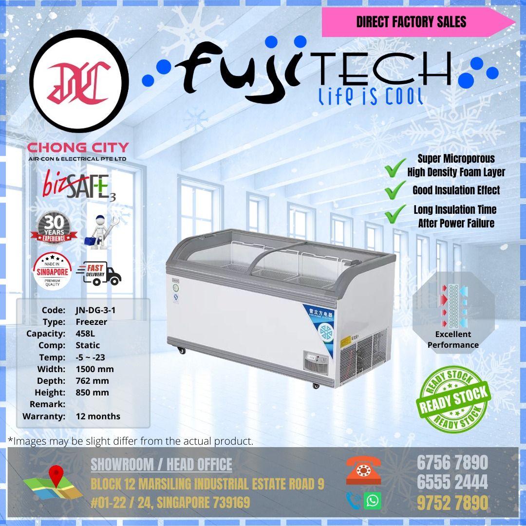Glass Display Freezer Curved (338-618L), TV & Home Appliances, Kitchen ...