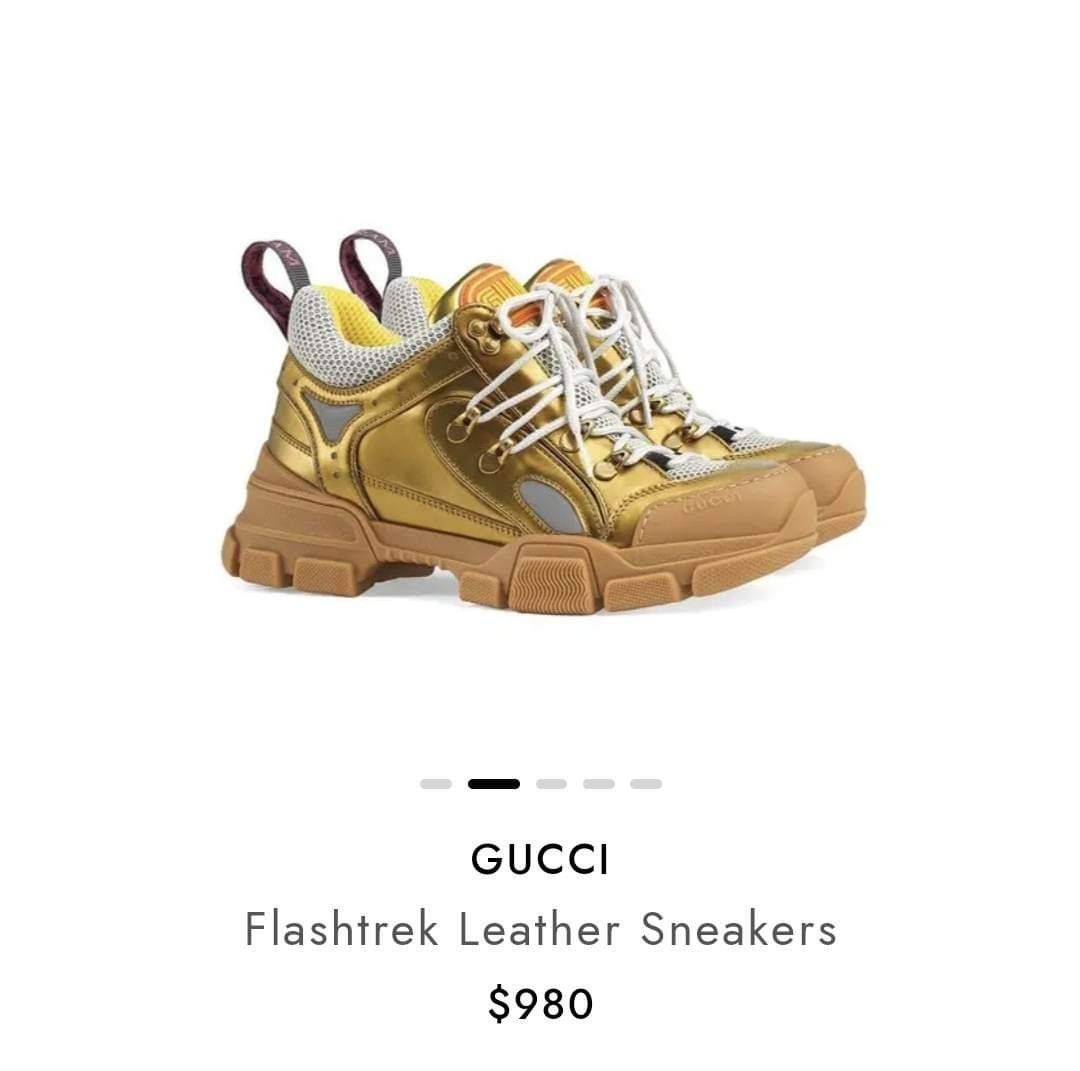 Gucci Flashtrek Sega Metallic Gold, Luxury, Sneakers & Footwear on ...