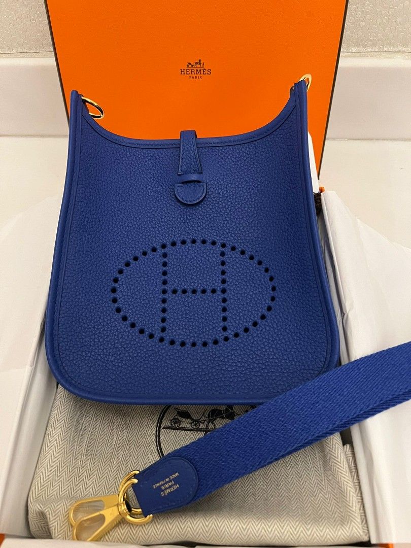 Hermes Mini Evelyn Royal Blue GHW, Luxury, Bags & Wallets on Carousell