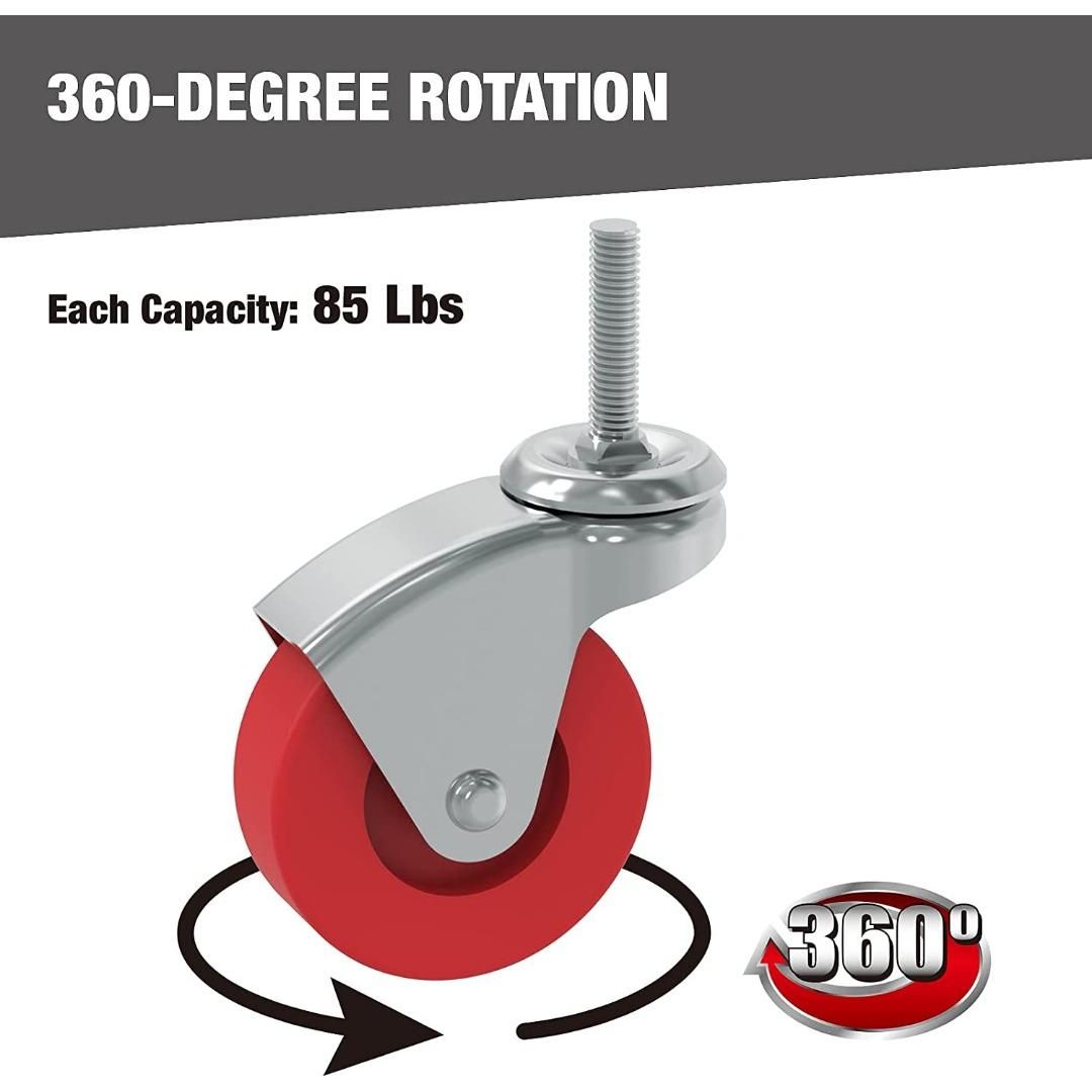 [instock] BIG RED 2.5 Inch Stem Caster Wheels Set of 6,Heavy Duty 360 ...