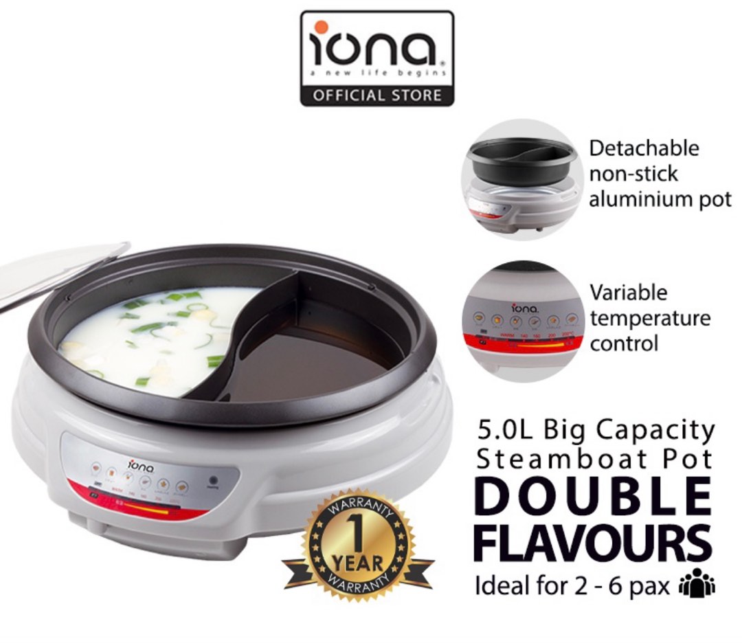 Iona Double Flavour Steamboat Pot, TV & Home Appliances, Kitchen ...