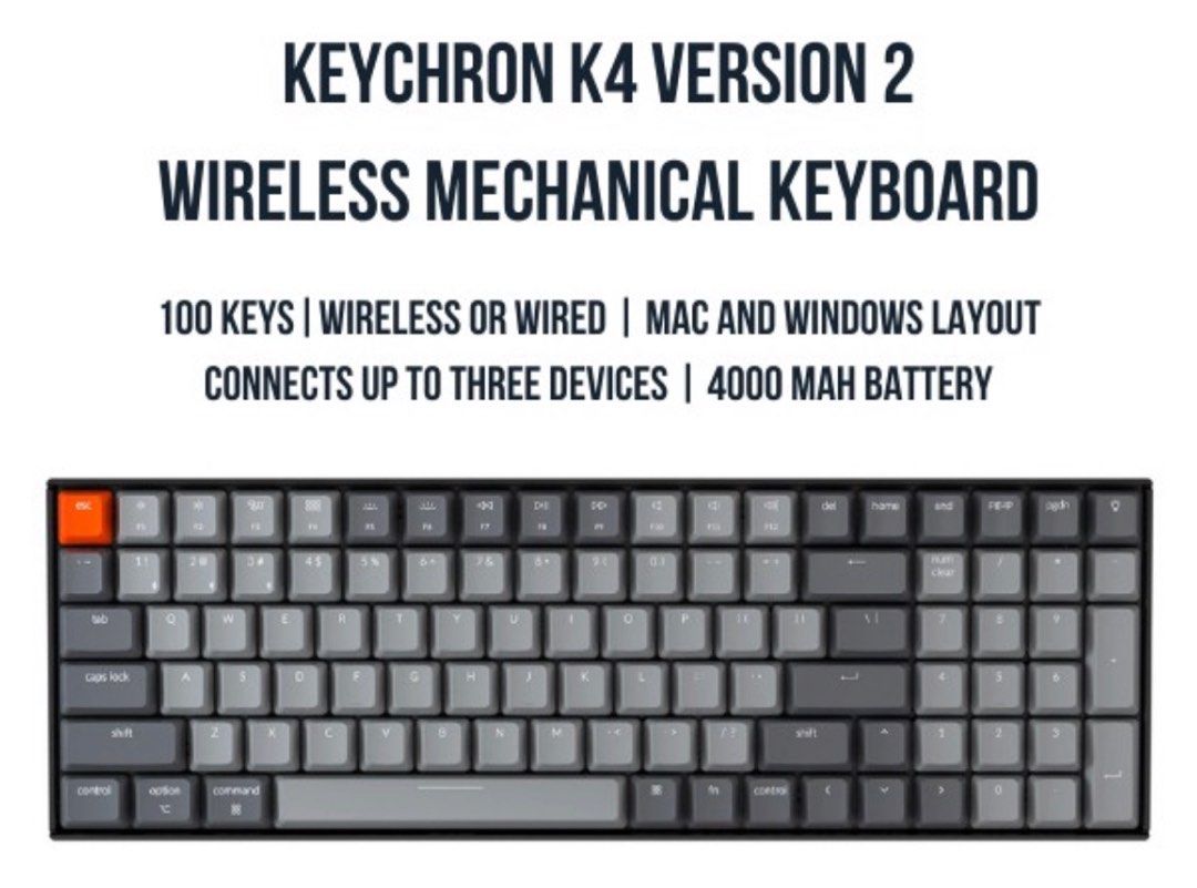 Keychron K4 V2 Wireless Mechanical Keyboard, Computers & Tech, Parts ...