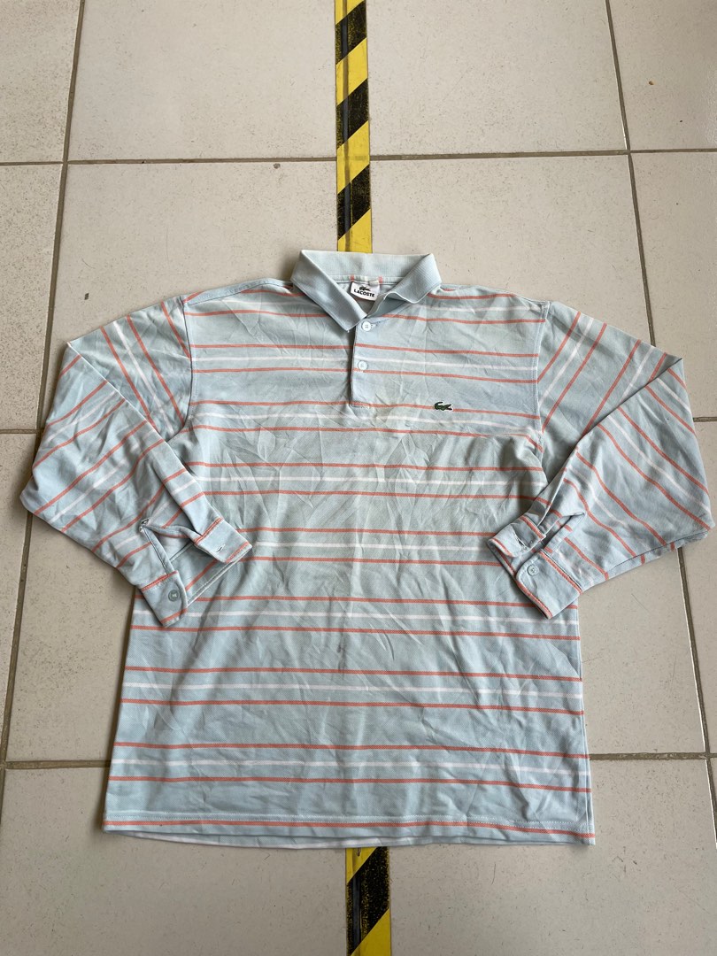 Lacoste Basic Logo Light Blue Stripes Longsleeves on Carousell