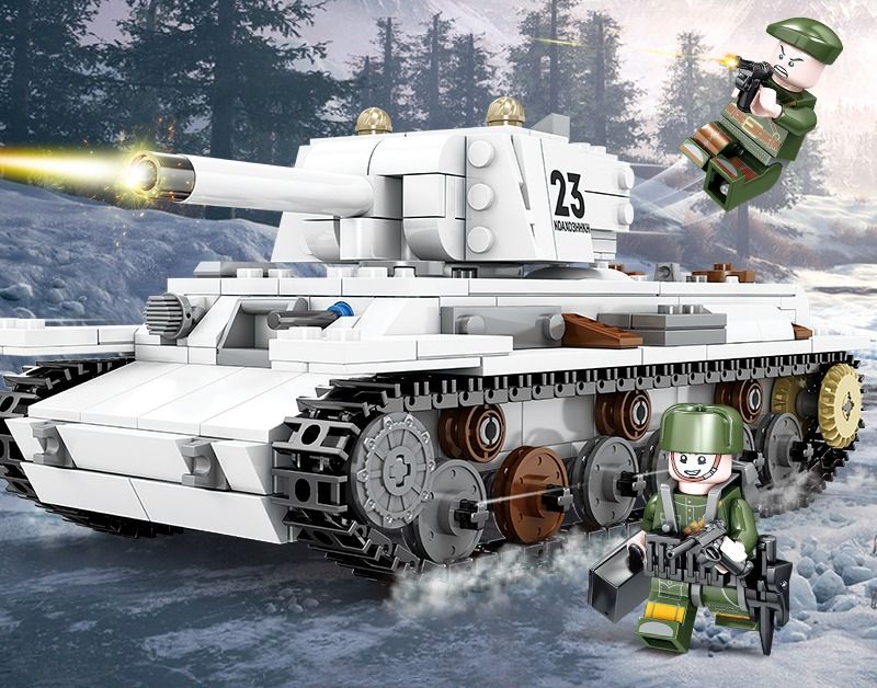 Lego compatible WW2 Military Battle Tank Soviet KV1 Toy with 2 soldier minifigures, Hobbies ...