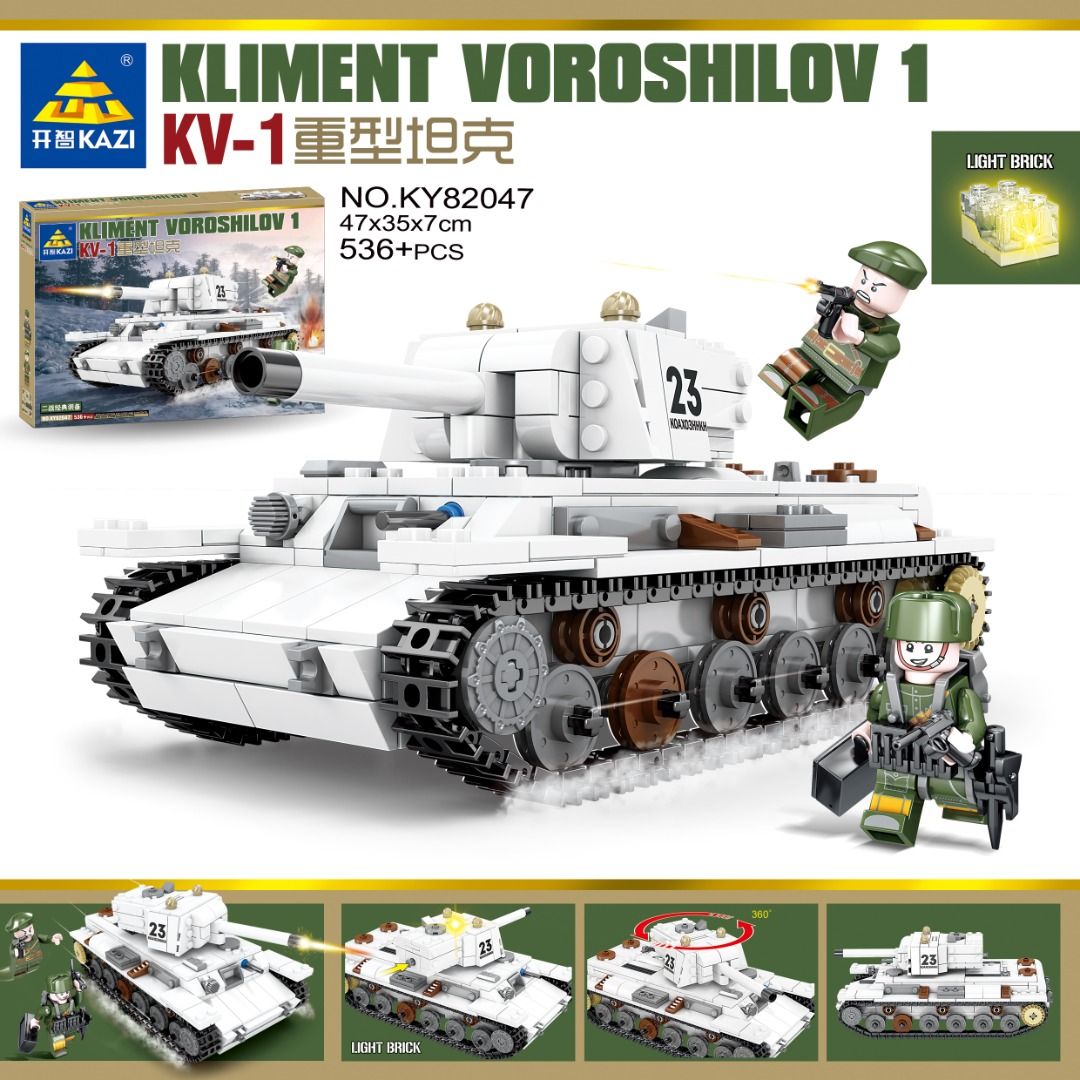 Lego compatible WW2 Military Battle Tank Soviet KV1 Toy with 2 soldier ...