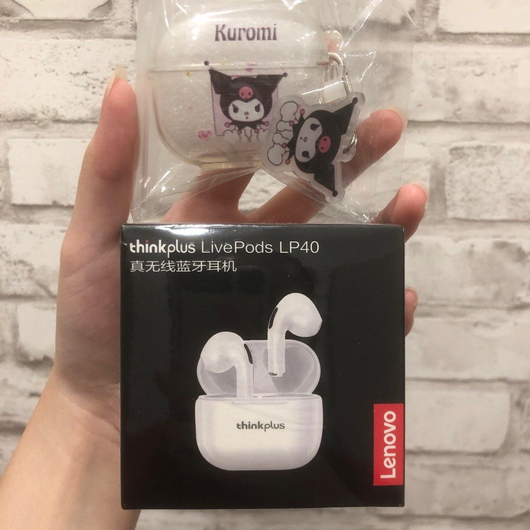 Lenovo LP40 Thinkplus Livepods White Wireless Earbuds + Kuromi Case, Audio, Earphones on Carousell