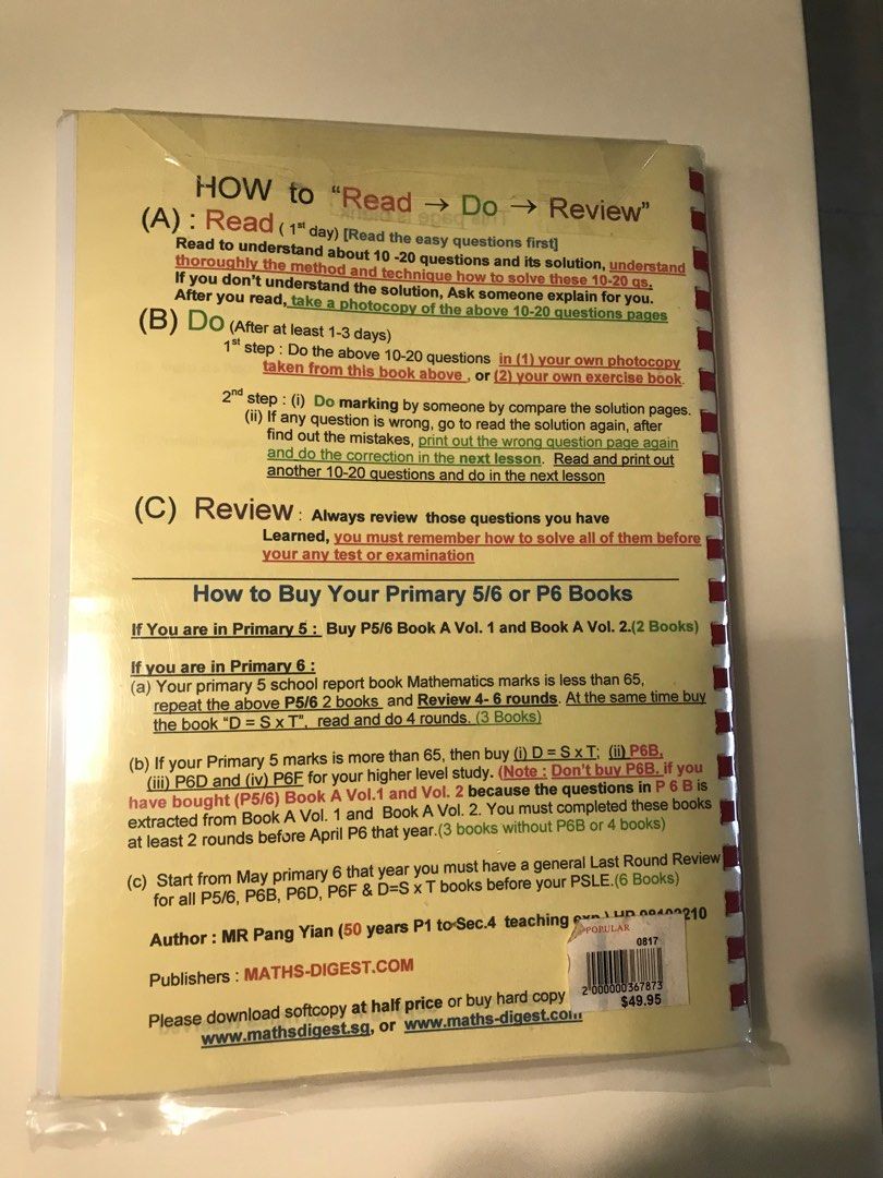 Math Digest PSLE & Primary 6 Book D, Hobbies & Toys, Books & Magazines ...