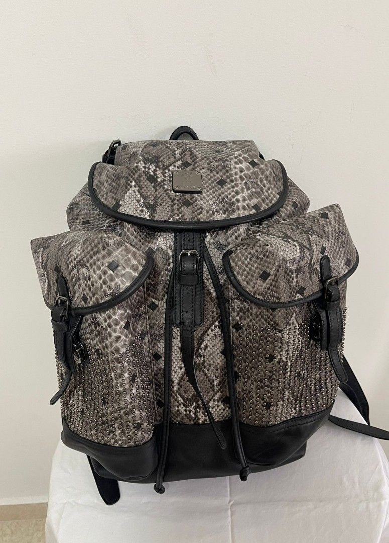 MCM Snake Leather Backpack, Men's Fashion, Bags, Backpacks on Carousell