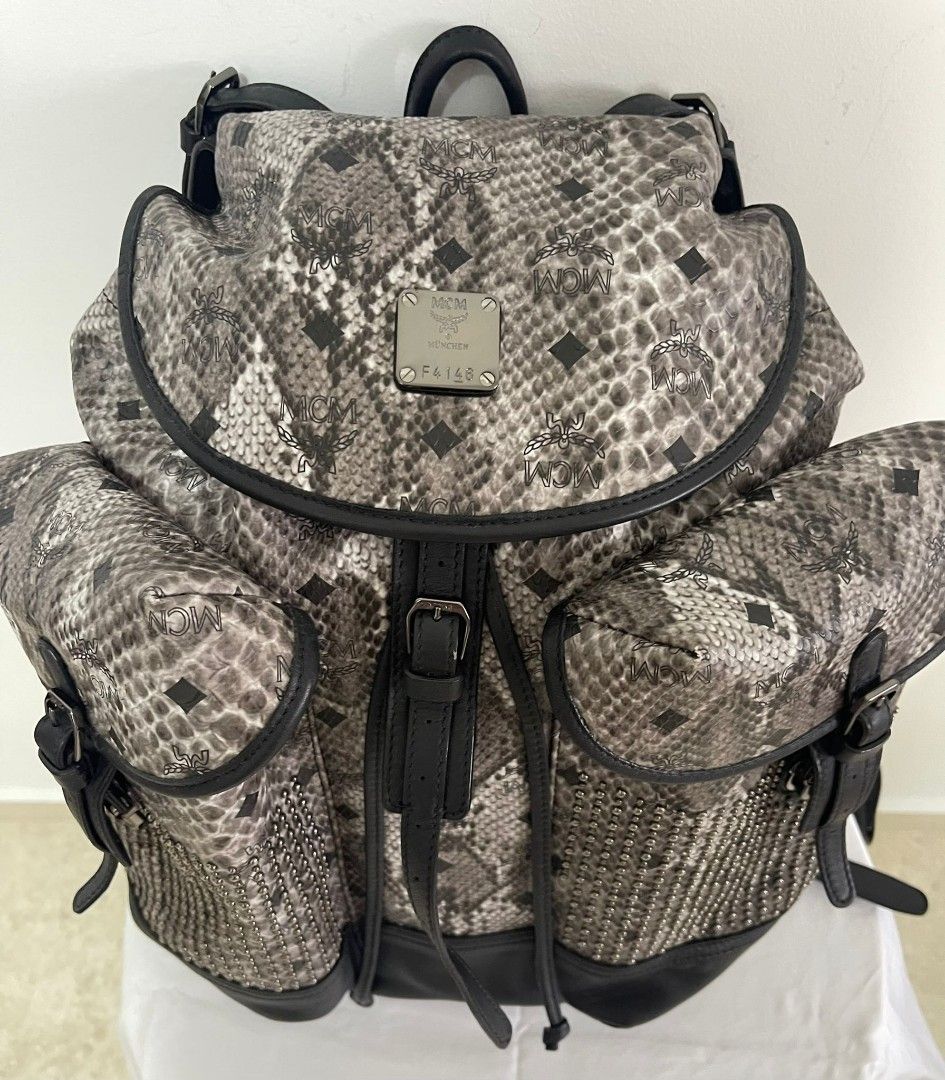MCM Snake Leather Backpack, Men's Fashion, Bags, Backpacks on Carousell