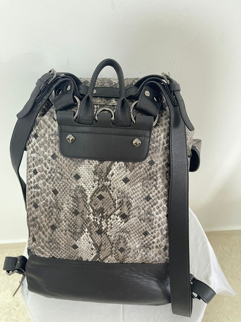 MCM Snake Leather Backpack, Men's Fashion, Bags, Backpacks on Carousell
