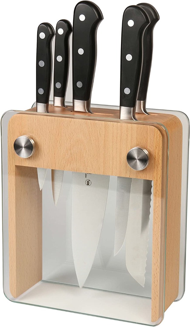 Mercer Culinary Renaissance Forged Knife Block Set, 6-Piece, Wood Block ...