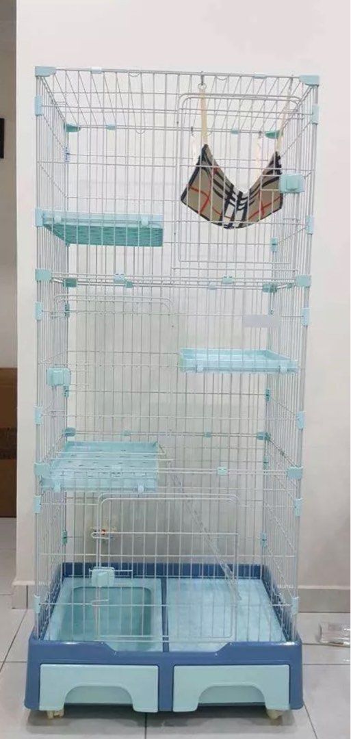 Pawsmart Multi level cat cage (blue 4 level), Pet Supplies, Homes ...