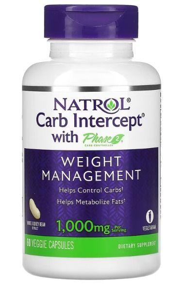 Natrol, Carb Intercept with Phase 2 Carb Controller, 500 mg, 60 Veggie ...