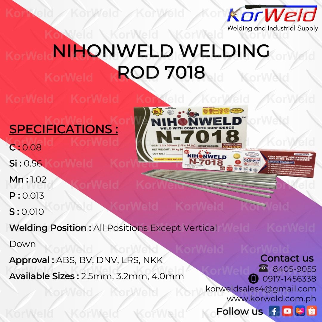 NIhonweld Welding Rod 7018 (Availabe size 2.5mm, 3.2mm and 4.0mm), Commercial & Industrial ...