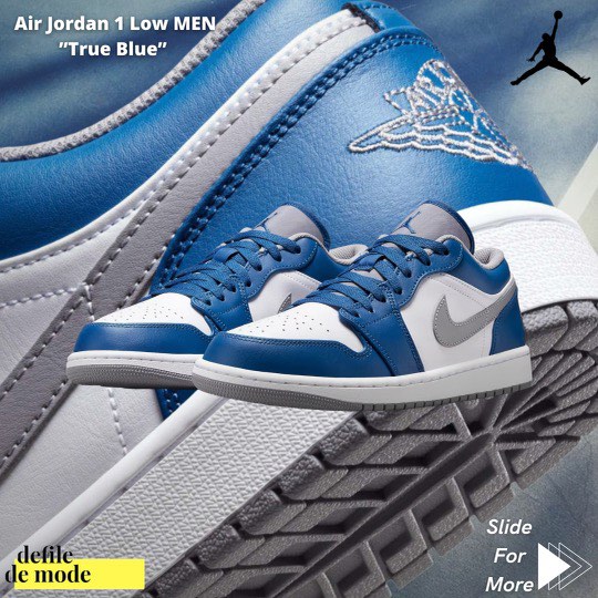 NIKE AIR JORDAN 1 LOW TRUE BLUE NAVY, Fesyen Pria, Sepatu , Sneakers di ...