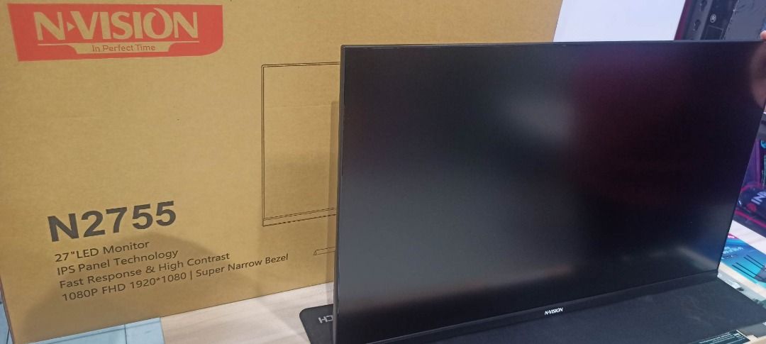 Nvision 27 Ips Panel 75hz Led Monitor Narrow Bezel Fhd Vga Hdmi Black