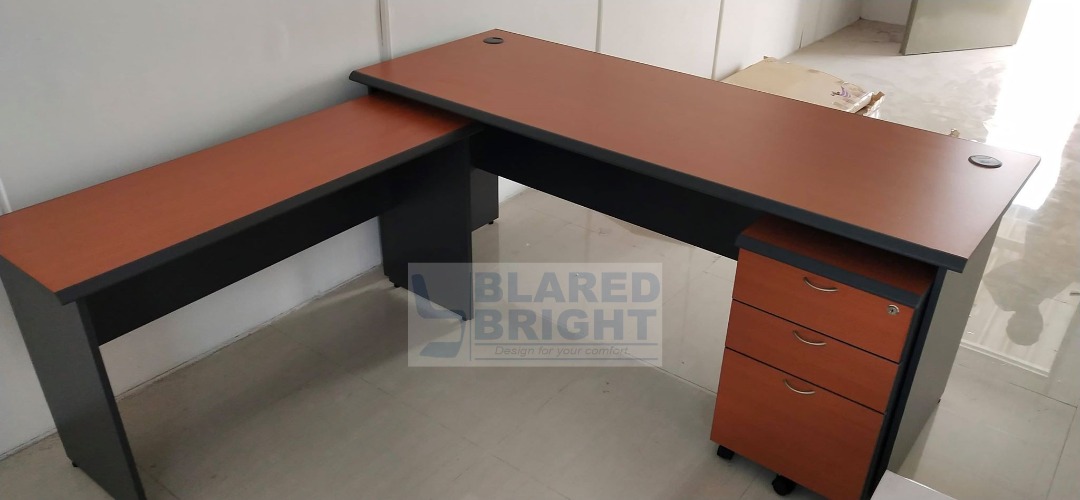 Office Furniture - Partition || Mobile Pedestal . L shape Table ...