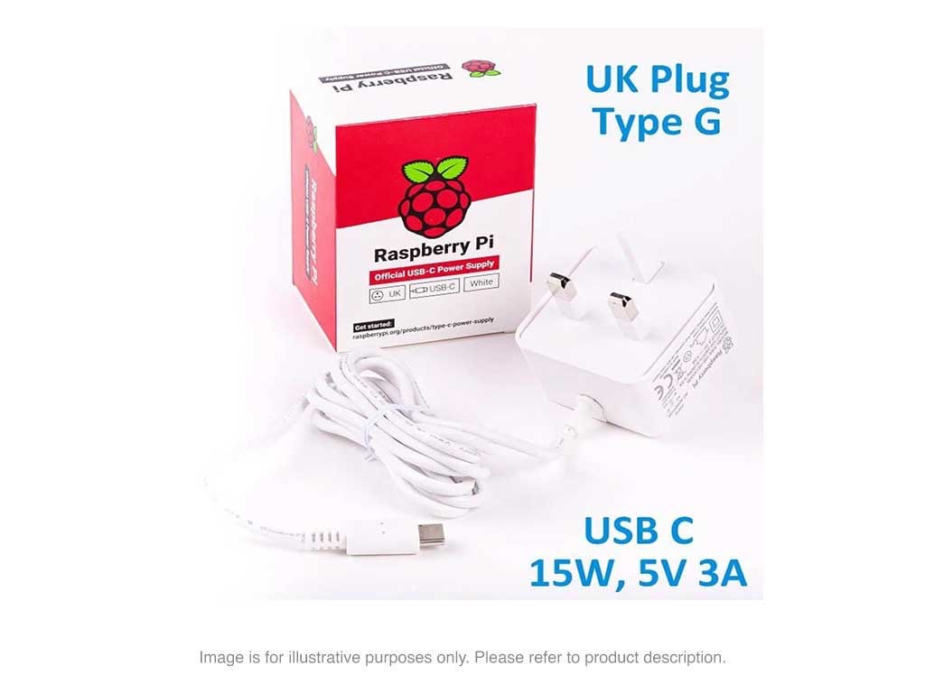 Official RPi 15W (5V/3A) PSU USB C UK Plug-White, Computers & Tech ...
