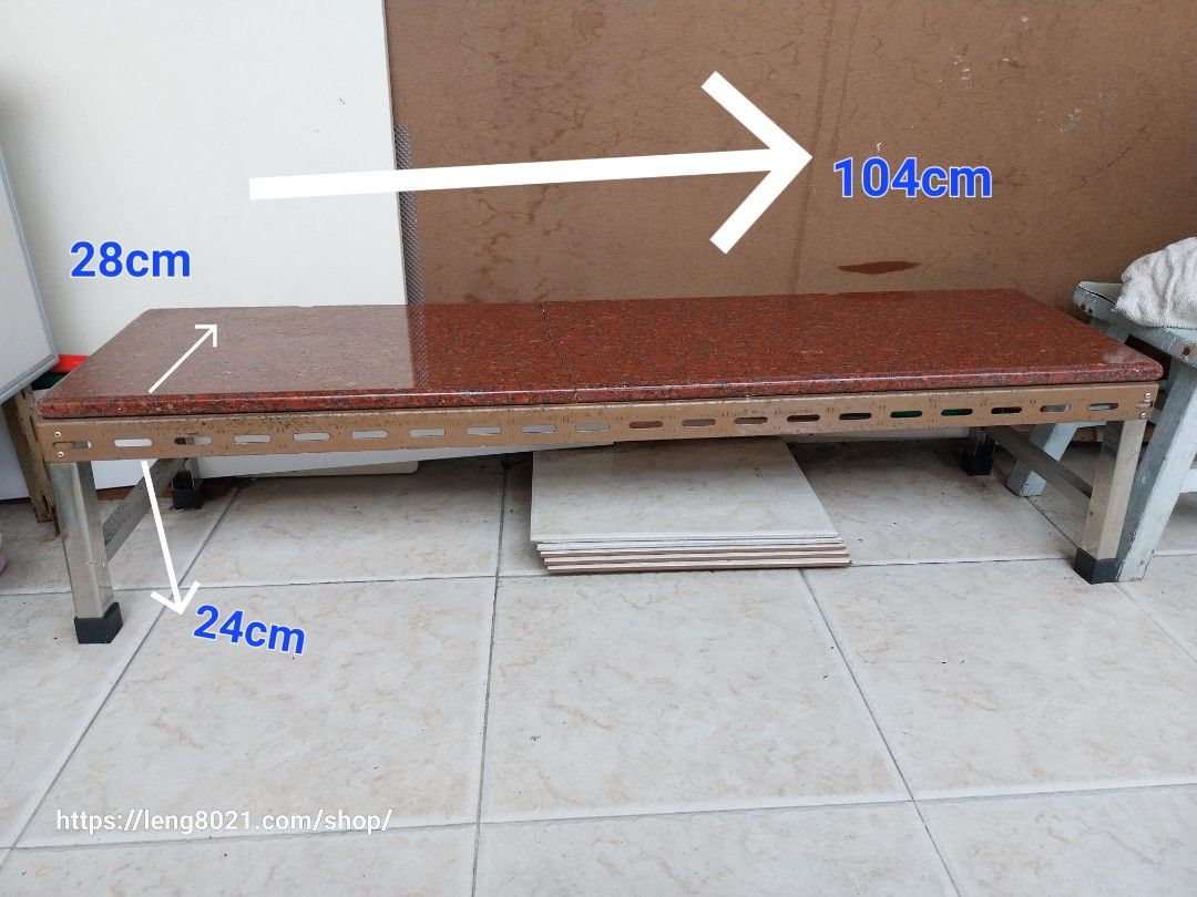 Old Metal Tiles long low bench *defect*, Furniture & Home Living ...