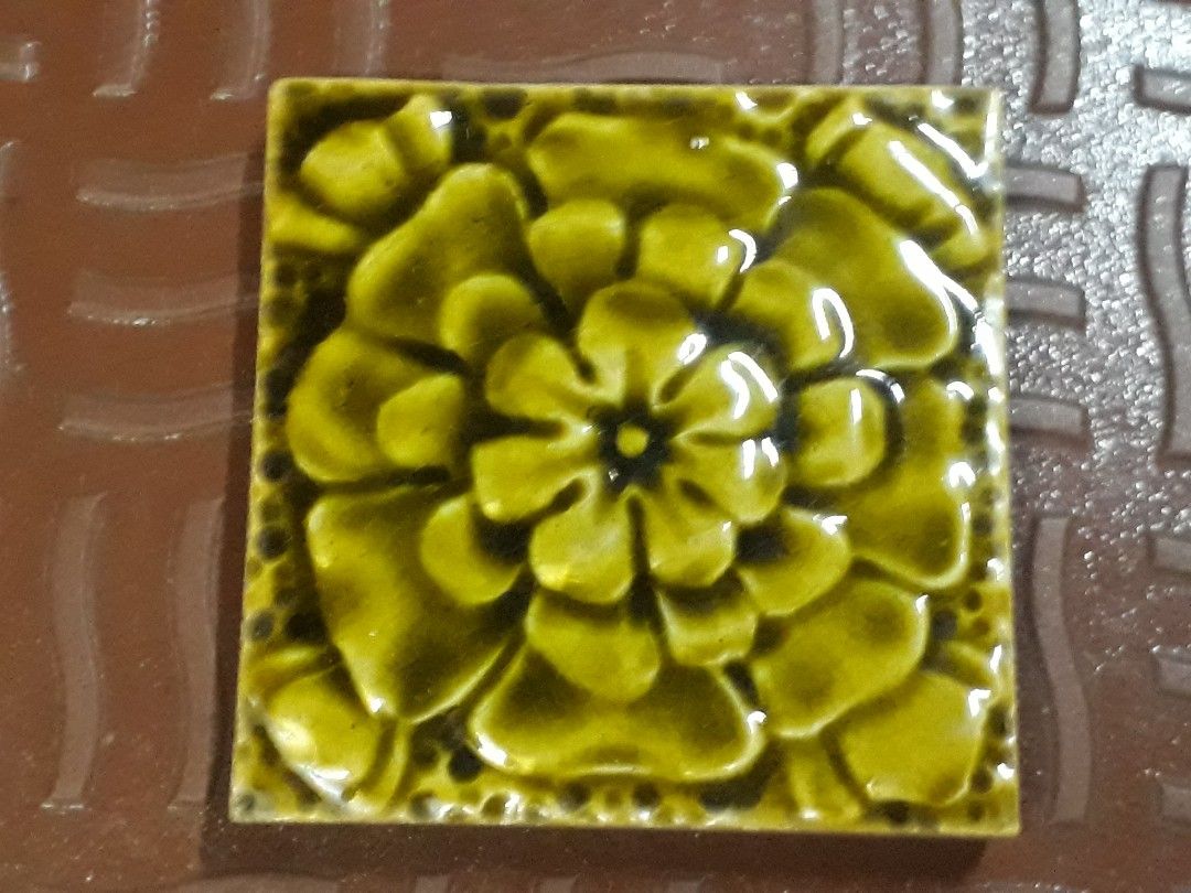 Peranakan vintage Tile . 3 x 3 " . Green Flower, Hobbies & Toys ...