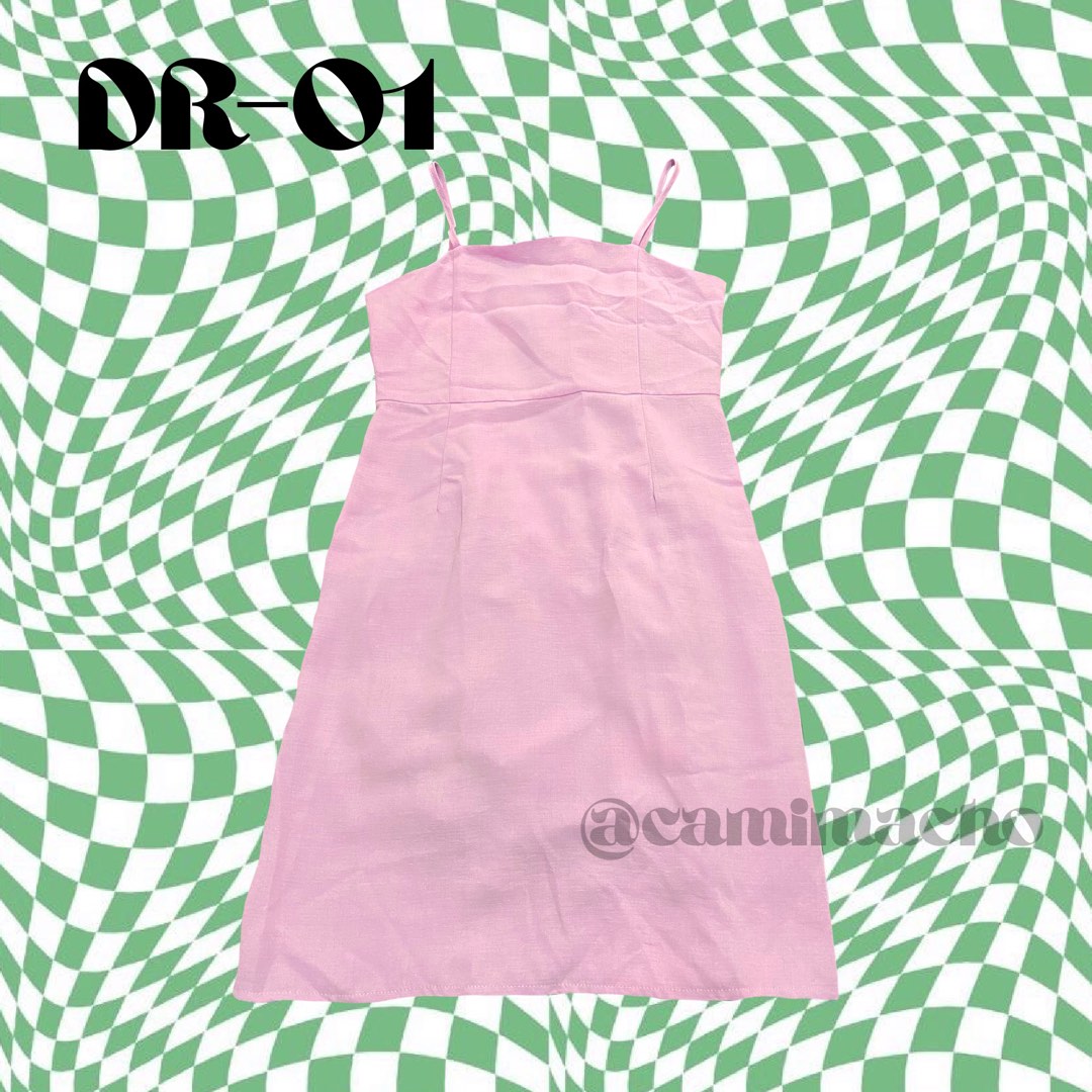 Pomelo Pink Sleeveless Mini Linen Dress, Women's Fashion, Dresses ...