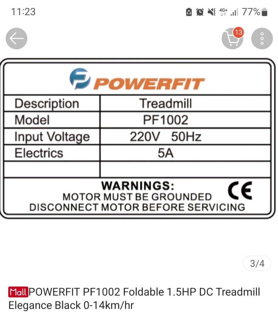 Powerfit Treadmill (Foldable), Sports Equipment, Exercise & Fitness ...