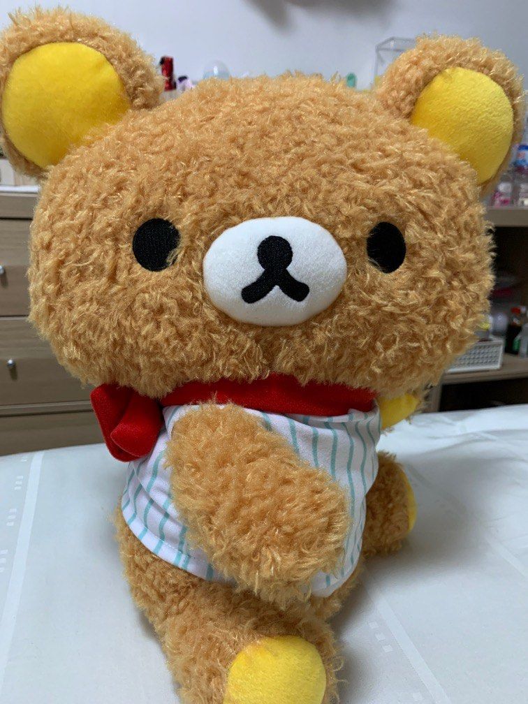 Rilakkuma original San-x plushie soft stripy top with bow, Hobbies ...