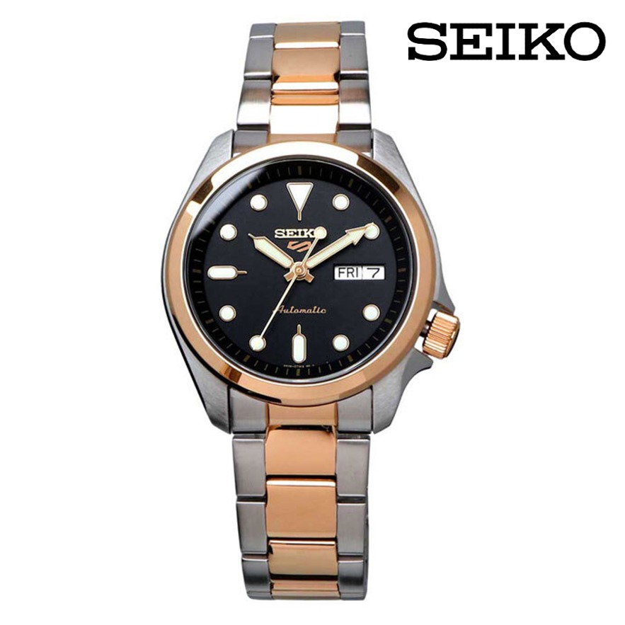*ROSE GOLD* Seiko 5 Sports SRPE58 Automatic Stainless Steel Black Dial ...