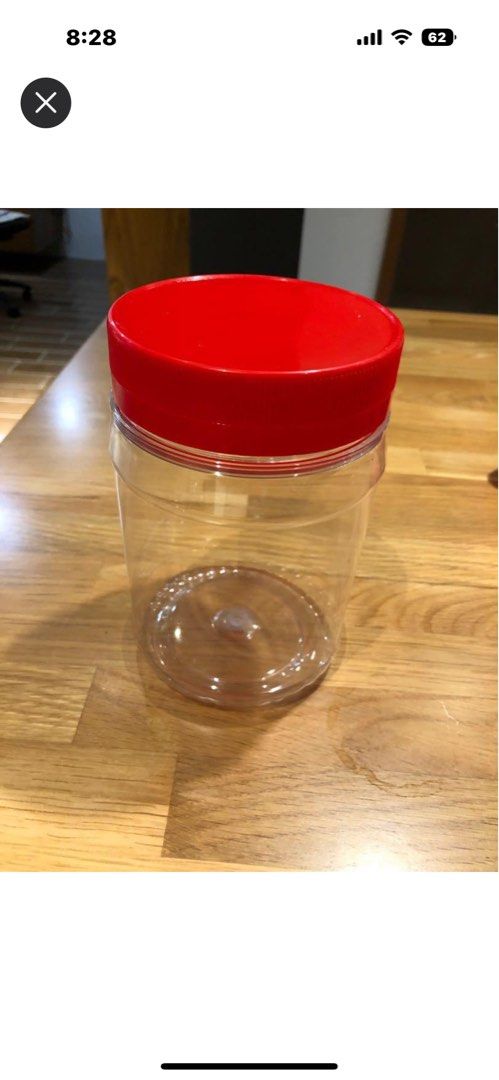 Round plastic container with red lid, Furniture & Home Living ...