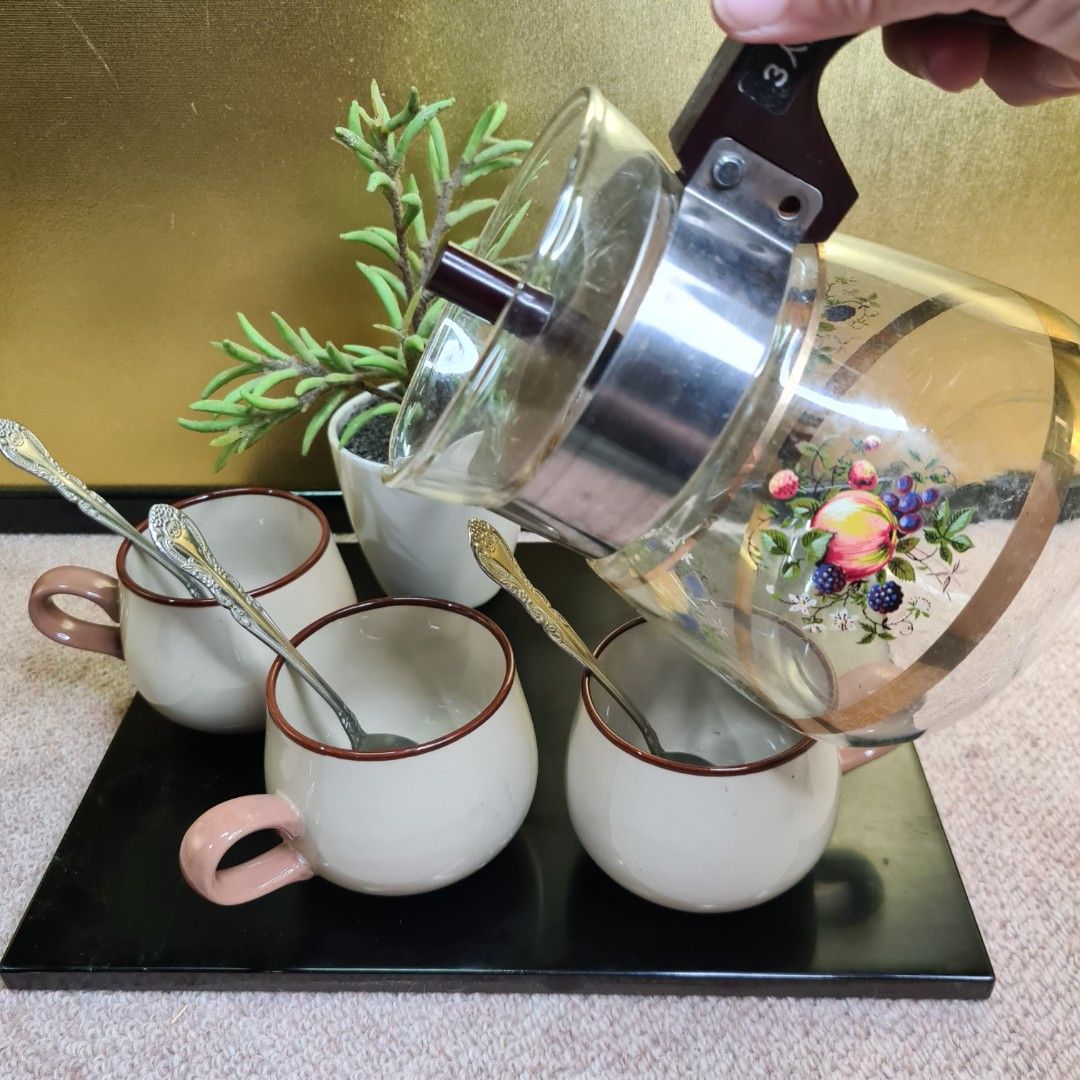 SET OF 8 TEA TIME/COFFEE BUNDLES - GLASS PITCHER & 3 CUPS WITH STIRRER ...