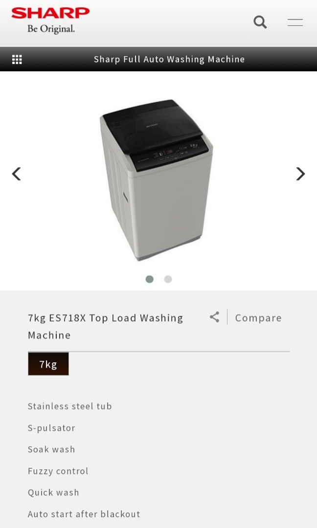 SHARP- 7KG Top Load, TV & Home Appliances, Washing Machines and Dryers ...