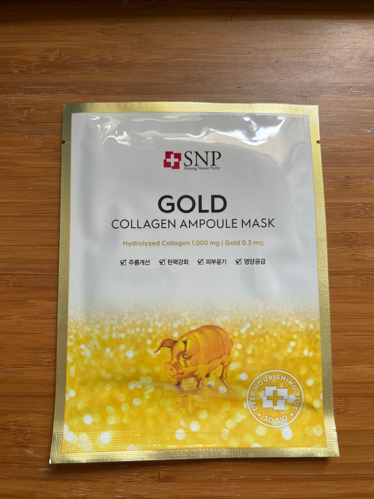SNP gold collagen ampoule mask, Beauty & Personal Care, Face, Face Care ...