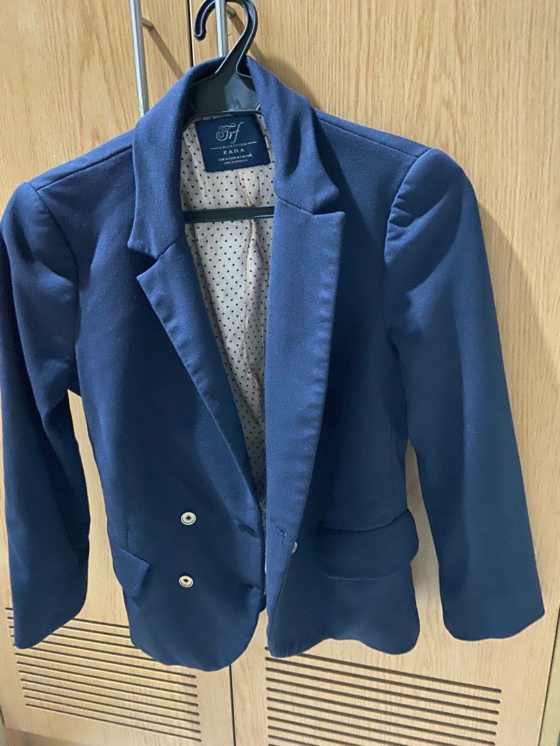 Zara Dark Blue Blazer for Office, Women's Fashion, Coats, Jackets and ...