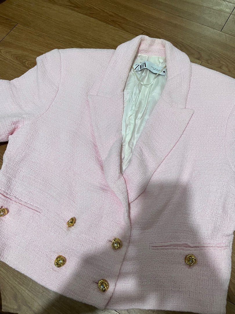 Zara tweed blazer top and short set (Very rare!), Women's Fashion ...