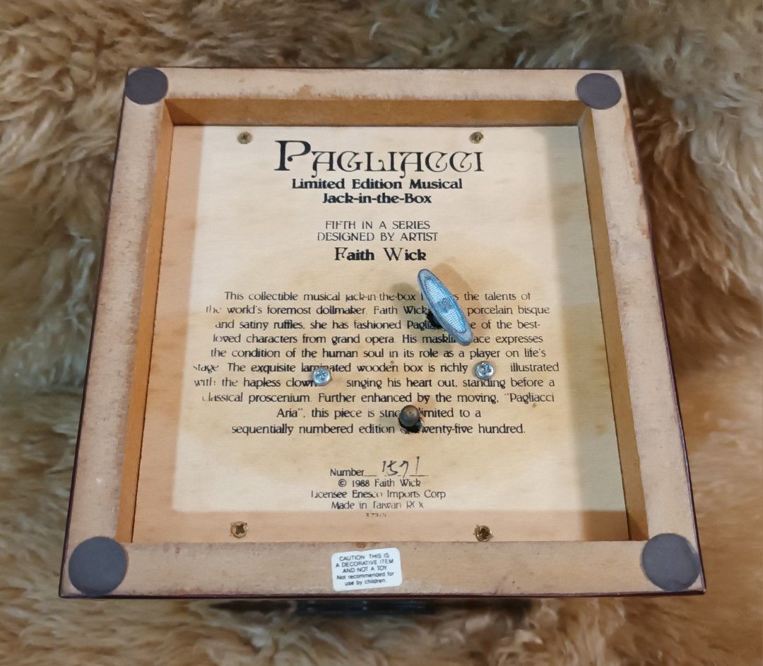 1988 Enesco Pagliacci Limited Edition Musical Jack-in-the-Box, Hobbies ...