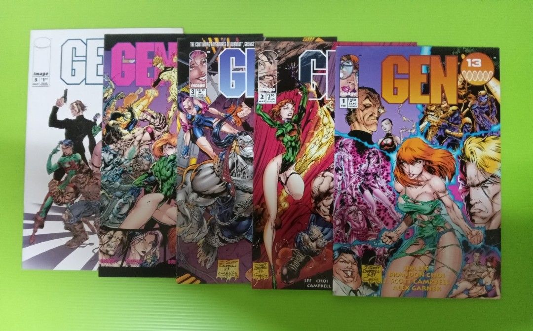 1st Published Cover Art by J. Scott Campbell ! Gen13 - 1,2,3,4,5 ( J ...