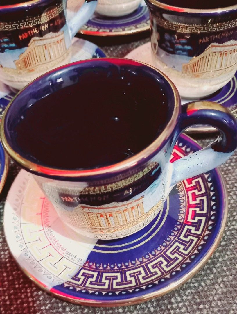 24K Dust of Gold, Parthenon of Athens GOLD TRIM Cups and Saucers ...