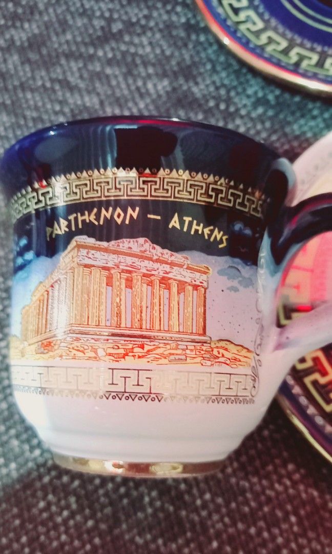 24K Dust of Gold, Parthenon of Athens GOLD TRIM Cups and Saucers ...