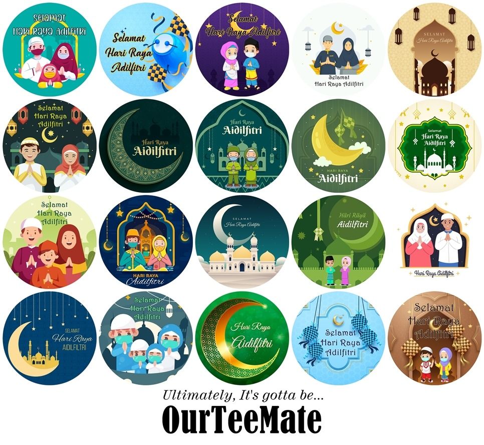 35 pieces Selamat Hari Raya sticker labels in a sheet of A4 (Assorted ...