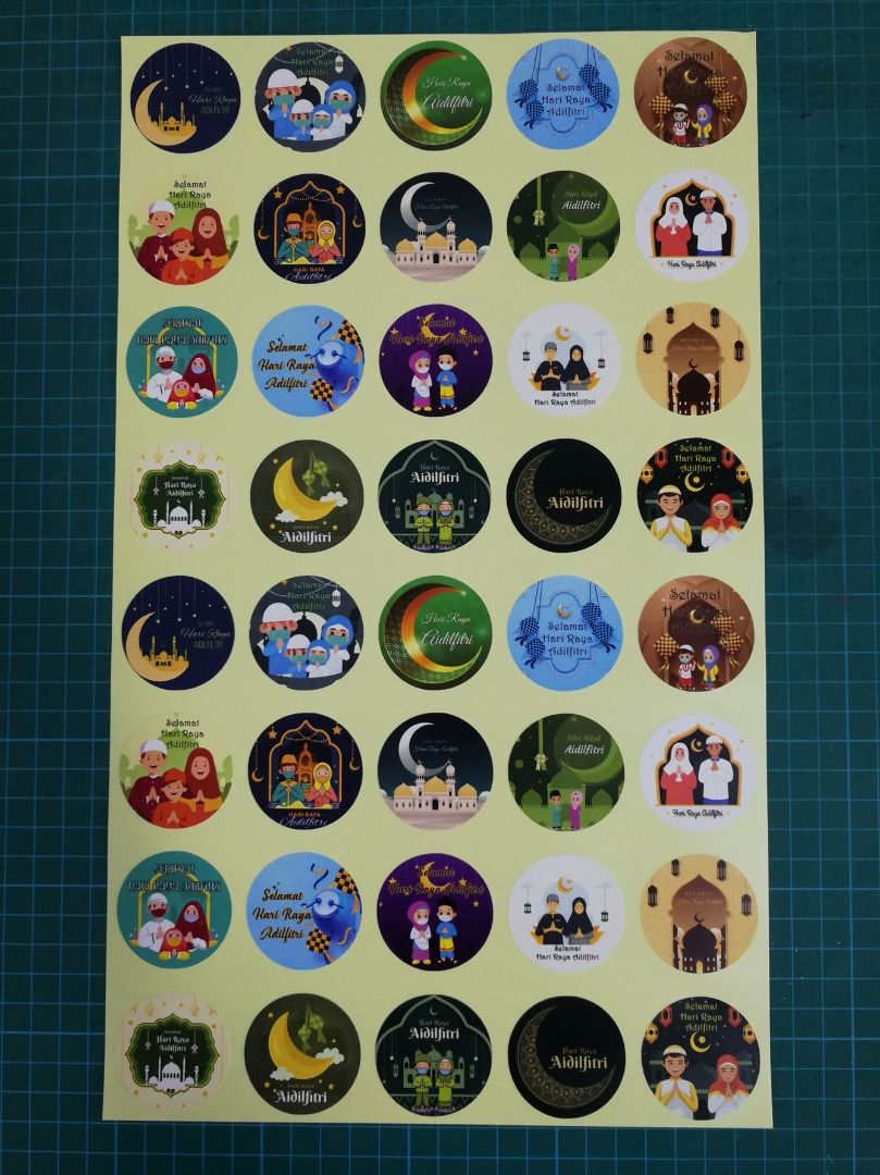 35 pieces Selamat Hari Raya sticker labels in a sheet of A4 (Assorted ...