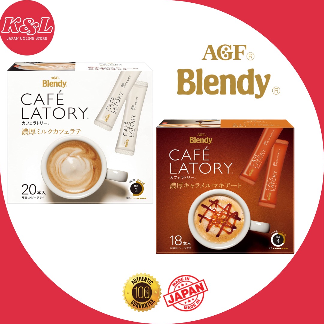 AGF Blendy Cafe Latory Rich Milk Cafe Latte and Caramel Macchiato (Made in Japan), Food & Drinks ...