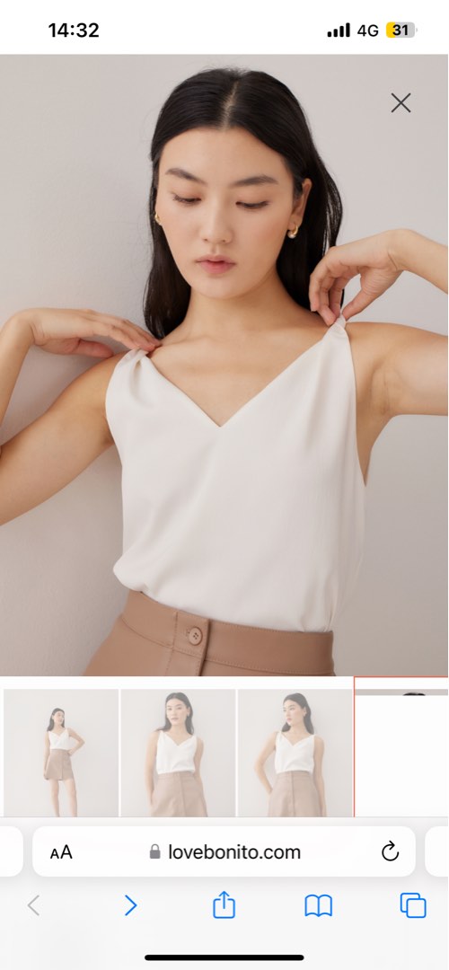 Arisse satin shell top white, Women's Fashion, Tops, Sleeveless on ...