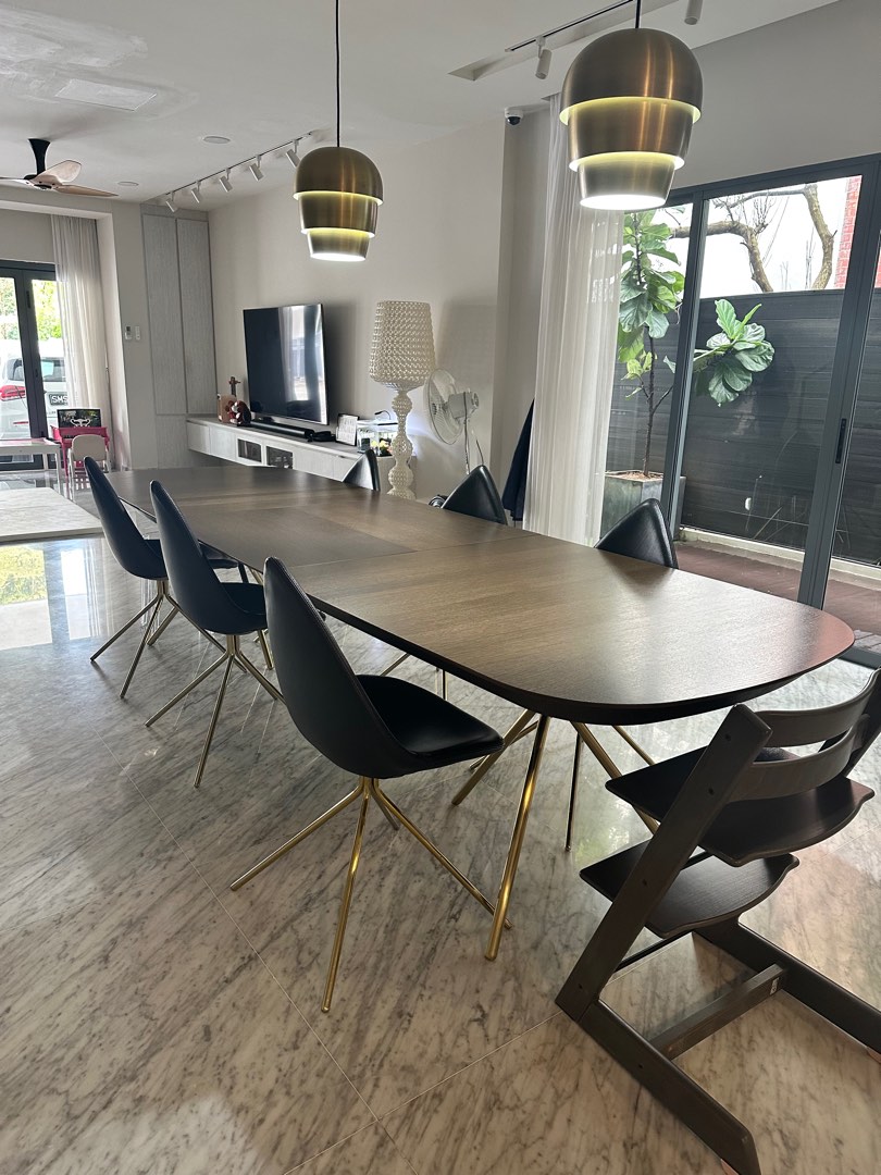 BoConcept Dark Oak Dining Table & Leather Chairs, Furniture & Home Living, Furniture, Tables ...