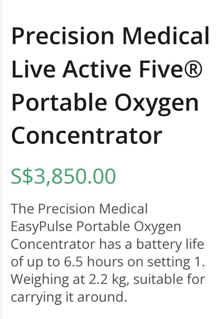 BRAND NEW - Precision Medical Live Active Five Portable Oxygen ...