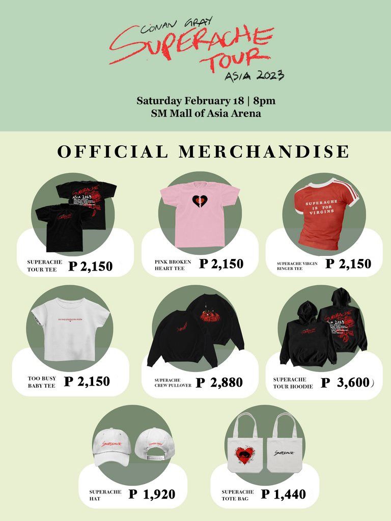 Conan Gray Superache Tour Asia 2023 Manila Official Merch Pasabuy ...