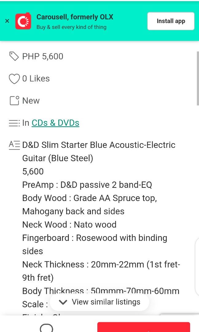 DND guitar acoustic-electric, Hobbies & Toys, Music & Media, Musical ...