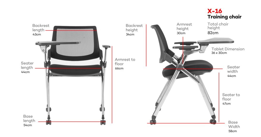 Ergodynamic X-16 High End Tablet Training Chair, School Chair, Study Elementary Chair Furniture ...