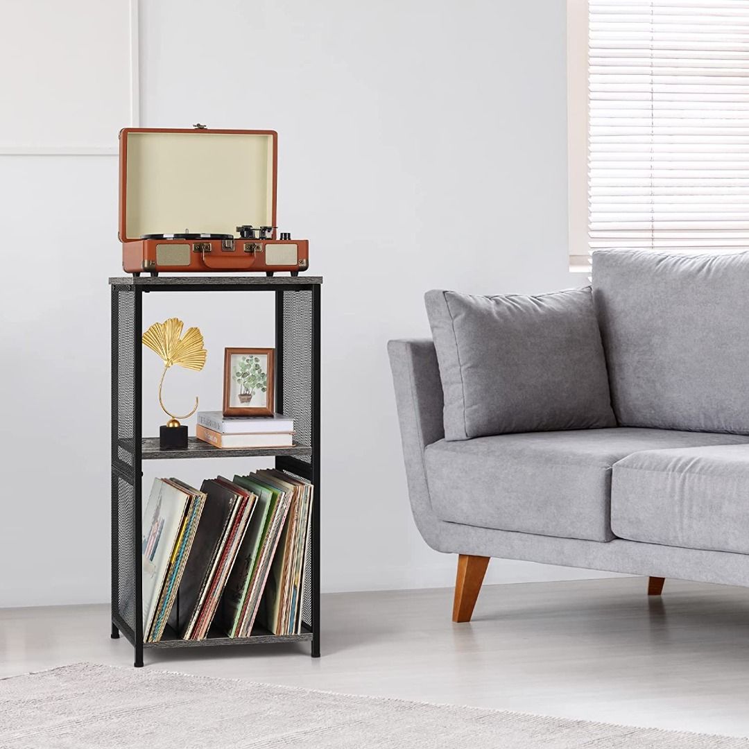 ETELI Record Player Stand 3 Tier Vinyl Record Player Table with Storage ...