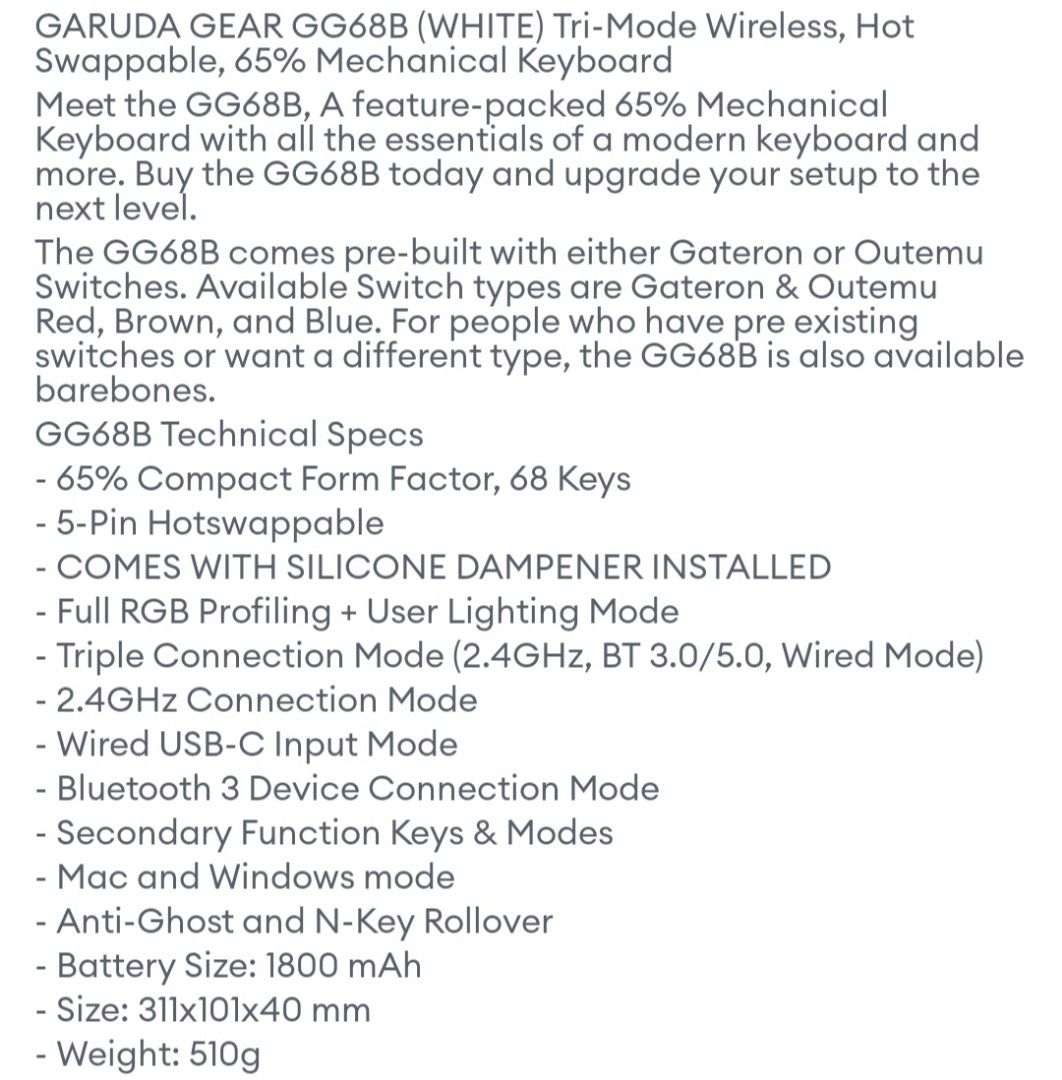 garuda gear gg68b, Computers & Tech, Parts & Accessories, Computer ...