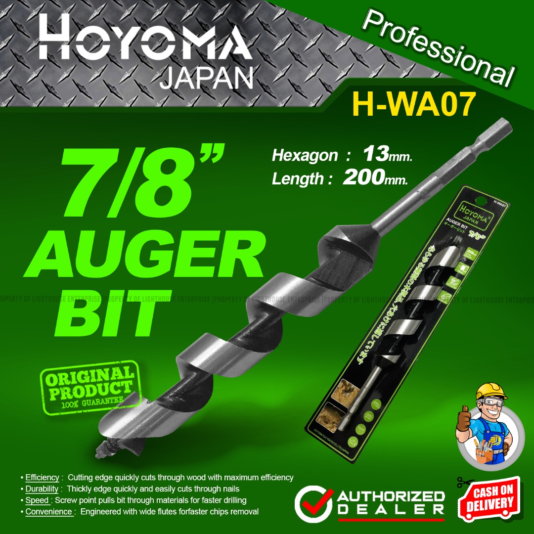 HOYOMA Japan Auger Bit / Auger Drill Bit for Wood (5/16", 3/8", 1/2", 5 ...